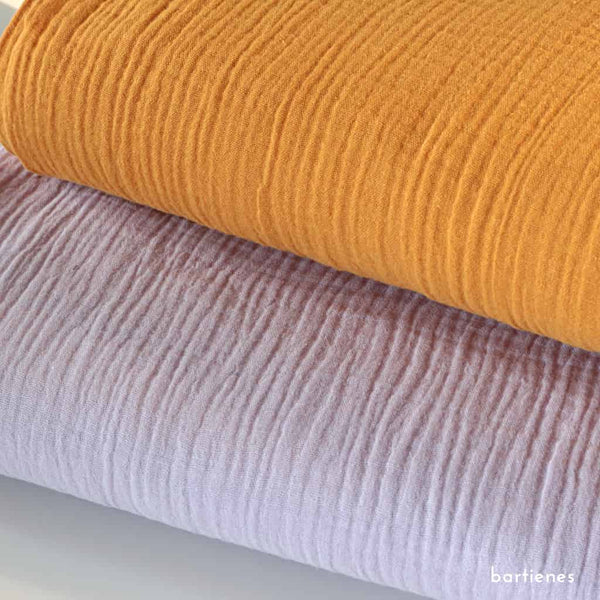 Musselin Meterware in Flieder und Senf-Gelb - Bartienes